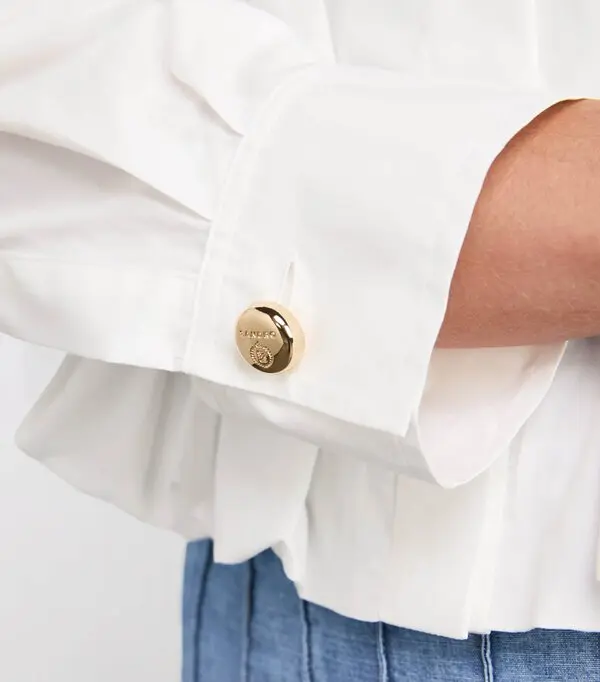 Sandro Pleated Cropped Cotton Shirt - Beige