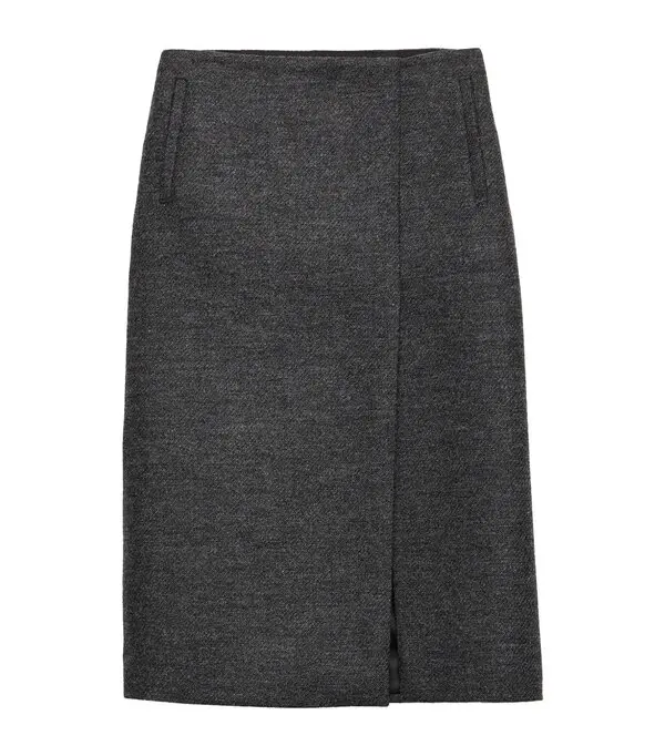 Prada Midi Skirt With Slit Detail - Grey