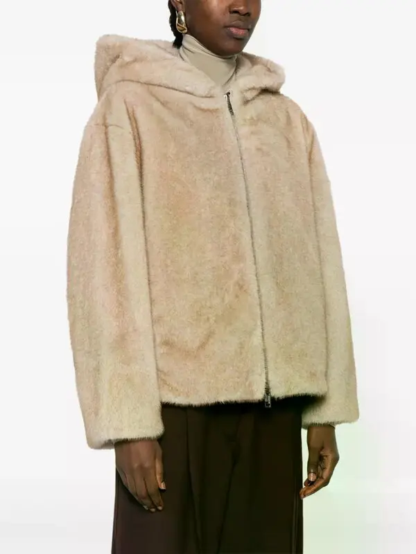 P.a.r.o.s.h Faux Fur Zip-front Hooded Jacket