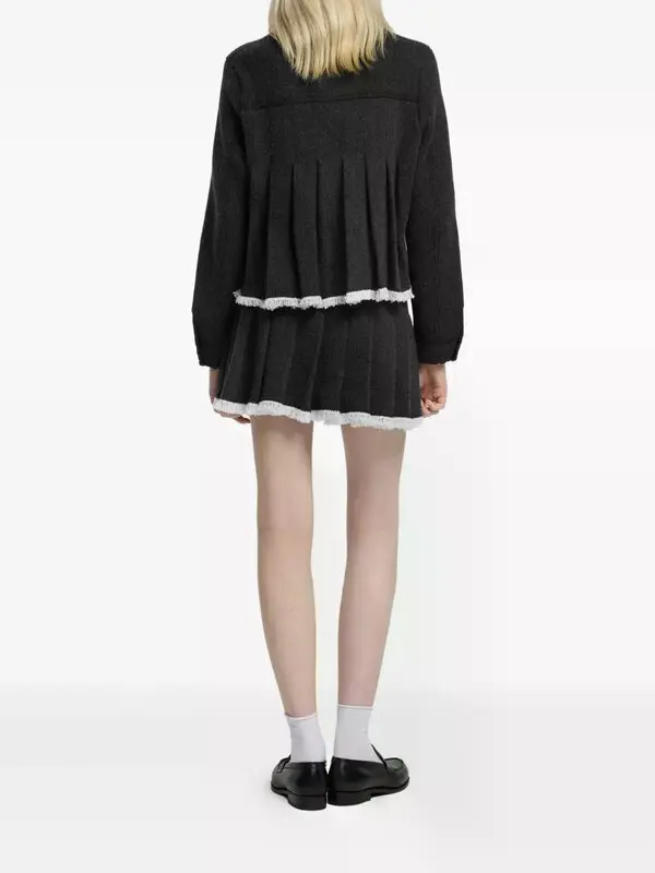 BARRIE Pleated Detail Button Jacket - Black