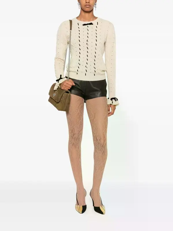 Valentino Garavani Cable Knit Sweater With Ruffled Cuffs