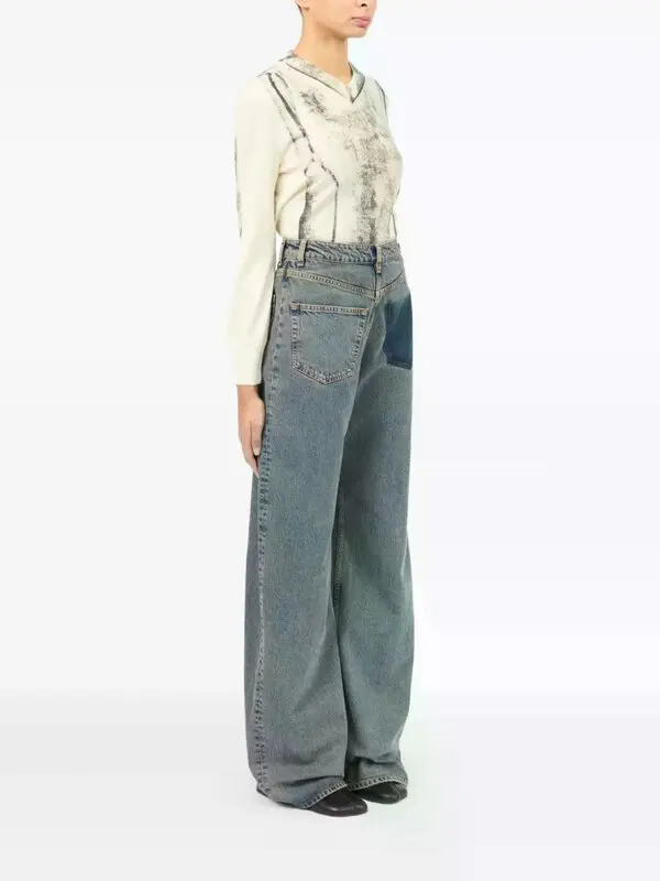 MAISON MARGIELA Wide Leg Jeans With Contrast Pockets