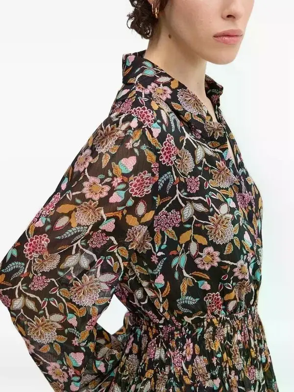 Desigual Floral Print Smocked Waist Mini Dress