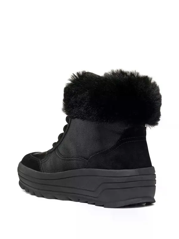 Geox Faux-fur Trimmed Leather Lace-up Boots