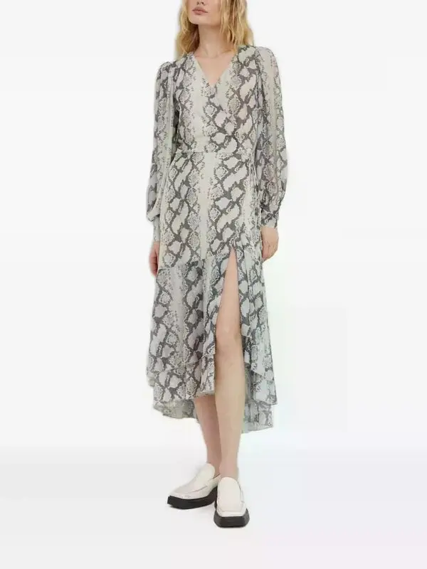 BRUUNS BAZAAR Snakeskin Print Wrap Midi Dress