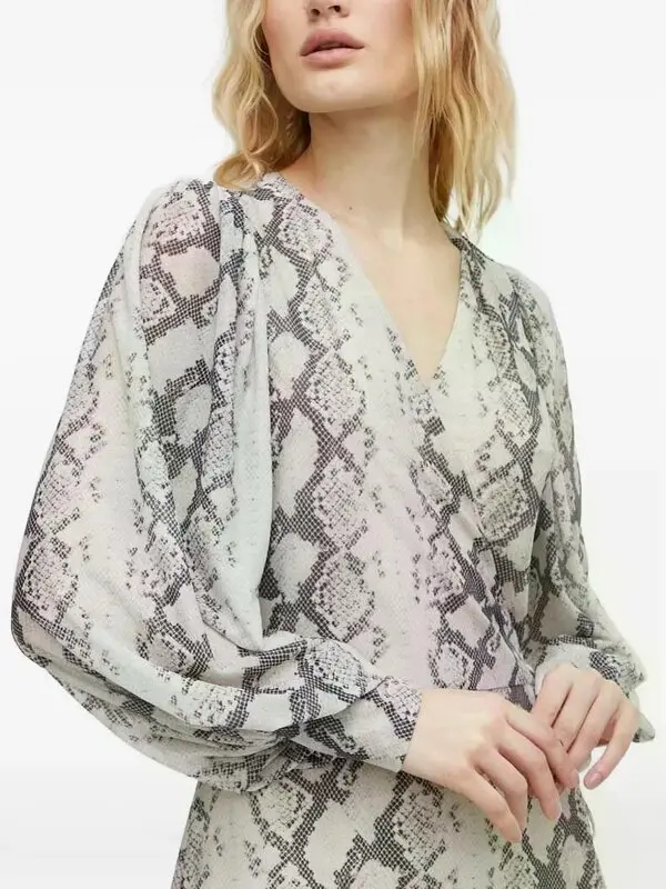 BRUUNS BAZAAR Snakeskin Print Wrap Midi Dress
