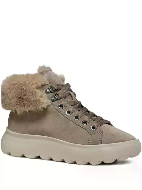 Geox Spherica Ec4.1 Faux-fur Trimmed Sneakers