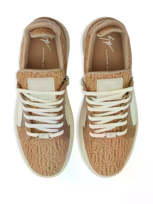 GIUSEPPE ZANOTTI Crocodile-effect Zip Low-top Sneakers