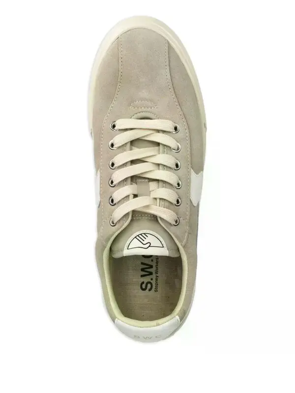 S.W.C STEPNEY WORKERS CLUB Suede Leather Stripe Sneakers - Grey