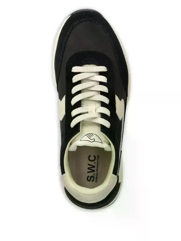 S.W.C STEPNEY WORKERS CLUB Suede Panel Lace-up Sneakers - Black