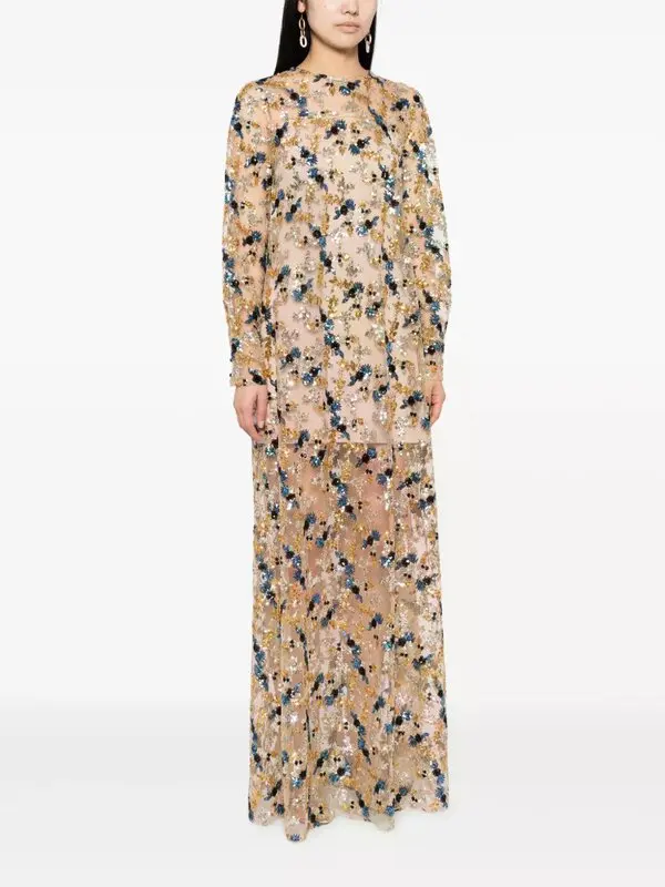 MACGRAW Soiree Floral-embroidered Maxi Dress