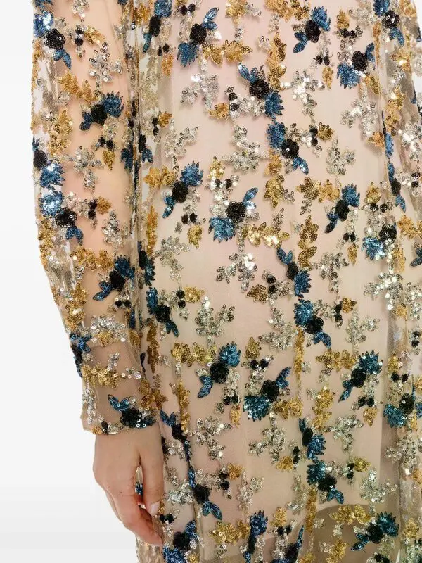 MACGRAW Soiree Floral-embroidered Maxi Dress