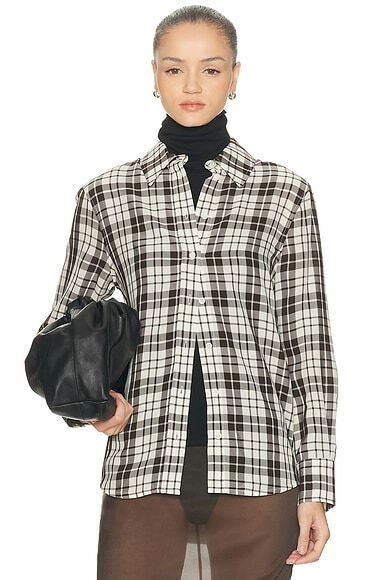 Proenza Schouler Bronwen Plaid Shirt - Bark Multi