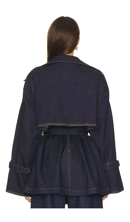 GESTUZ Denim Trenchcoat With Belt And Buckled Cuffs