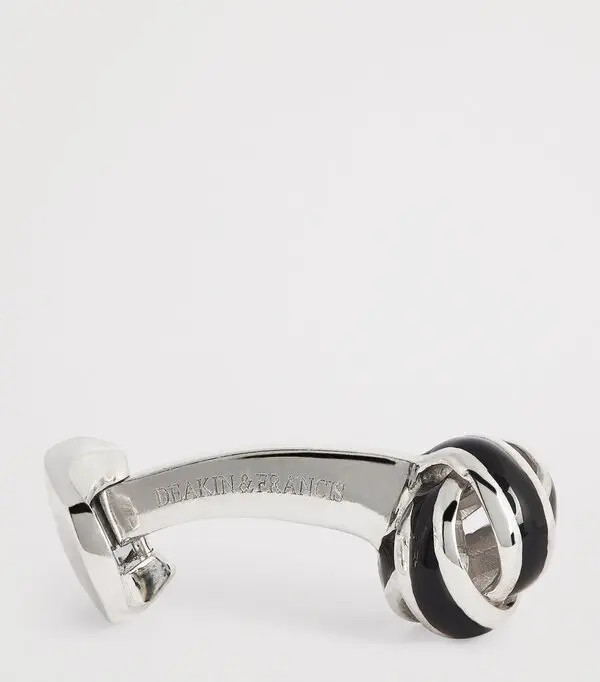 DEAKIN & FRANCIS Sterling Silver And Enamel Knot Cufflinks - Black