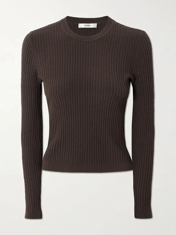 FRAME Fine Cable-knit Sweater - Brown