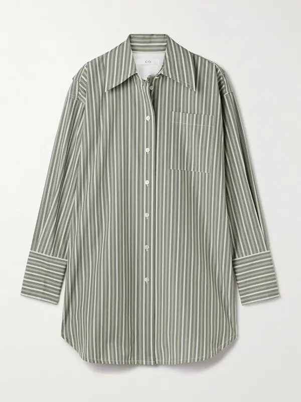 Co Oversized Striped Cotton-poplin Shirt