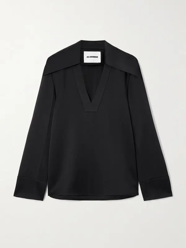 JIL SANDER Satin-crepe Blouse With Wide Collar
