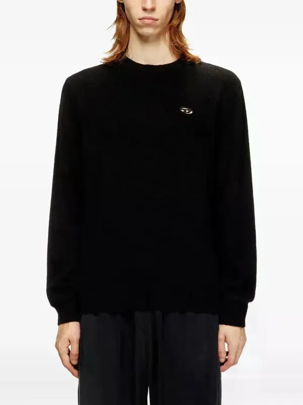 DIESEL® K-argol Embroidered Crew-neck Sweater - Black