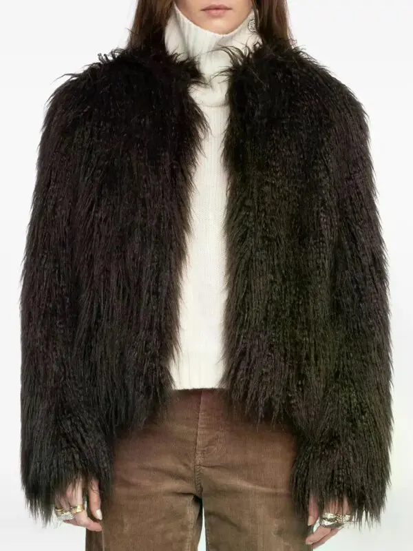 Zadig&Voltaire Shaggy Faux-fur Cropped Coat - Brown