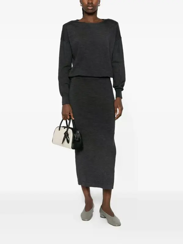 P.a.r.o.s.h Long Sleeve Midi Dress - Grey