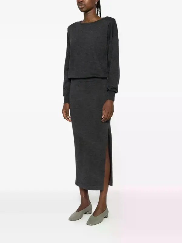 P.a.r.o.s.h Long Sleeve Midi Dress - Grey
