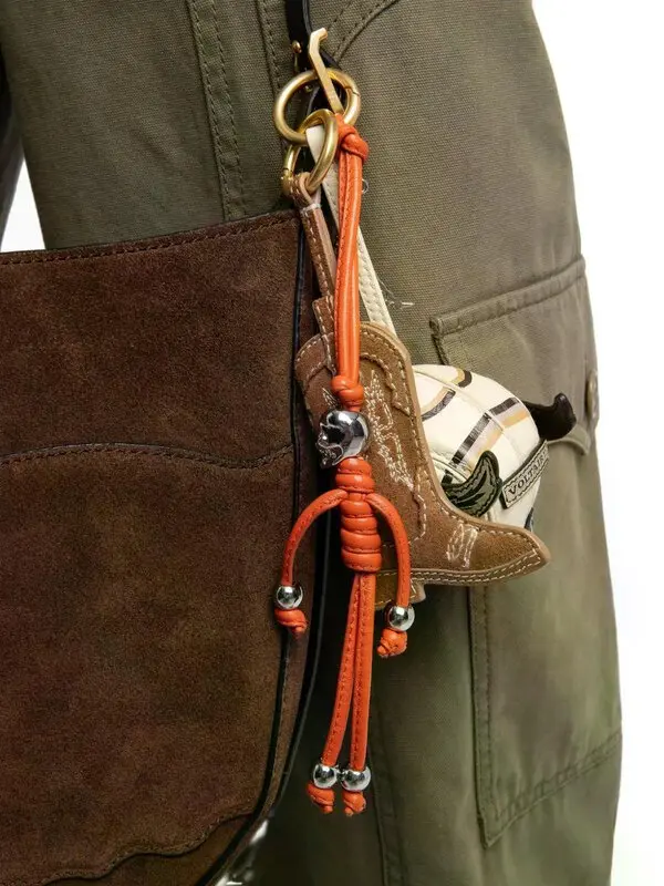 Zadig&Voltaire Leather Skull Keyring - Orange