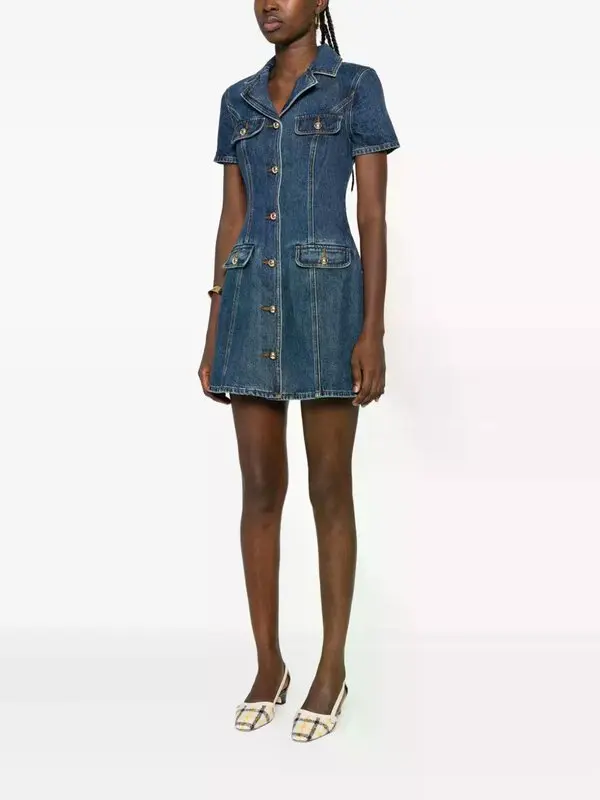 SELF-PORTRAIT Denim Button-fastening Dress