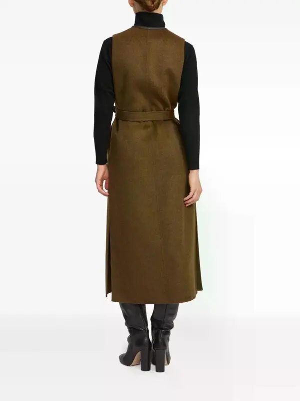 YVES SALOMON Belted Sleeveless Gilet - Brown