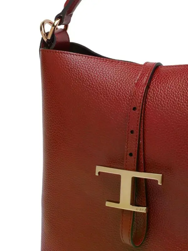 TOD'S Small T-buckle Bucket Bag In Calf Leather - Red