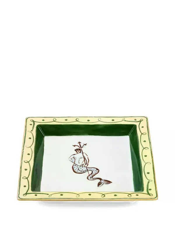 GINORI 1735 Printed Gold-trim Tray - Yellow