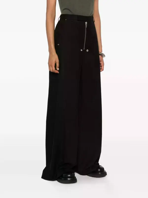 Rick Owens Wide Leg Zip Fly Button Trousers - Black