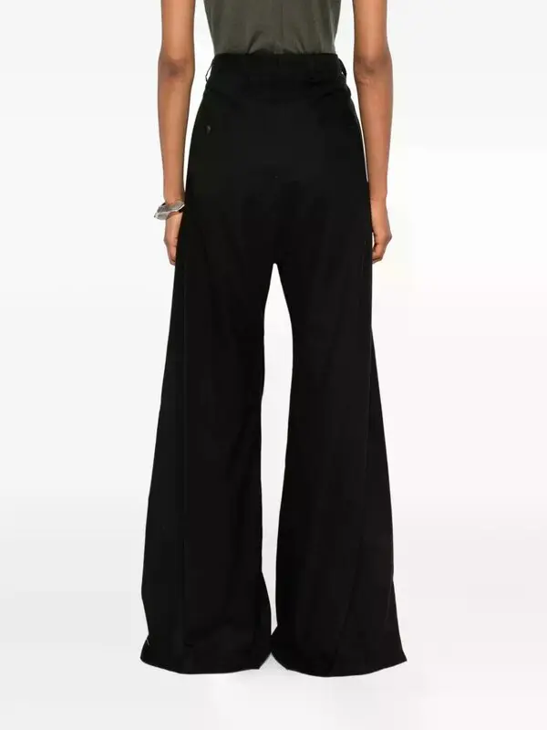 Rick Owens Wide Leg Zip Fly Button Trousers - Black