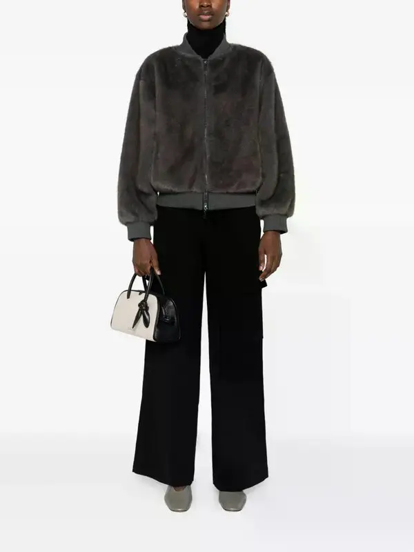 P.a.r.o.s.h Faux Fur Bomber Jacket - Blue