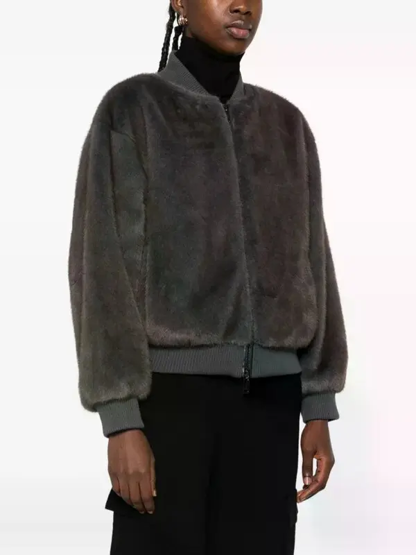 P.a.r.o.s.h Faux Fur Bomber Jacket - Blue