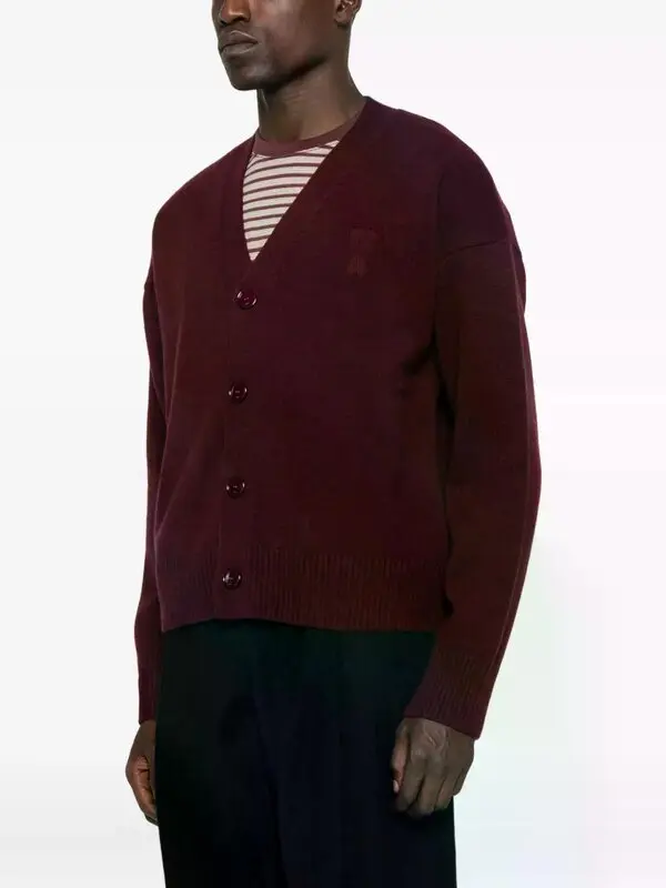AMI Paris Embroidered Button Cardigan