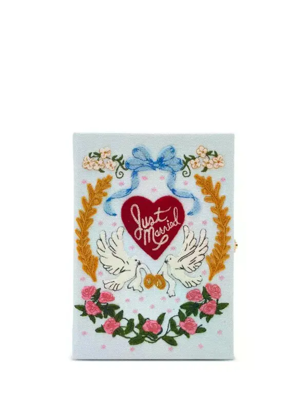 OLYMPIA LE-TAN Embroidered Doves Clutch - Blue