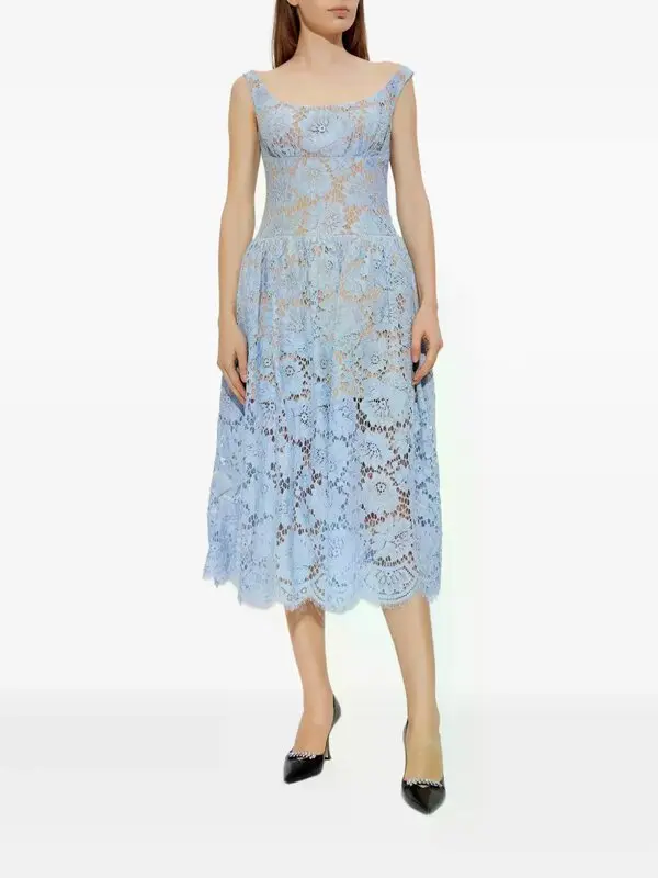 SELF-PORTRAIT Floral Lace Midi Dress