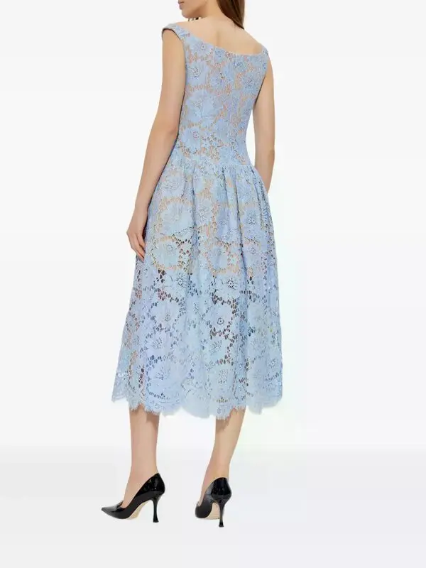 SELF-PORTRAIT Floral Lace Midi Dress
