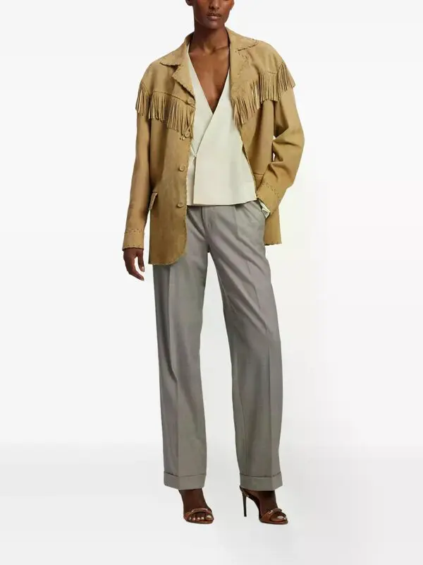 Ralph Lauren Cream Wrap-front Long-sleeve Top