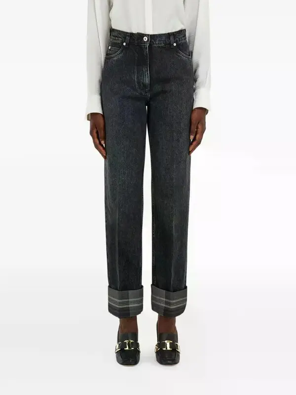 FERRAGAMO Straight-leg Jeans With Tartan Cuffs