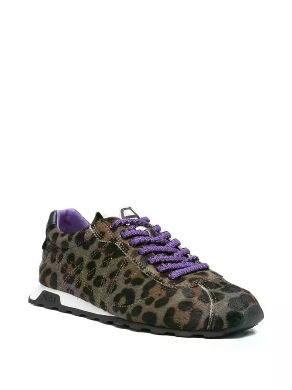 Ash Leopard Print Calf-leather Sneakers - Brown