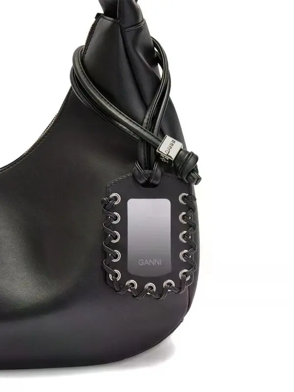 GANNI Medium Lace-up Shoulder Bag - Black