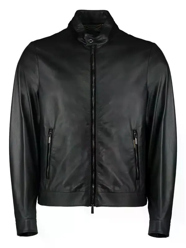 MOORER Leather Zip-fastening Jacket