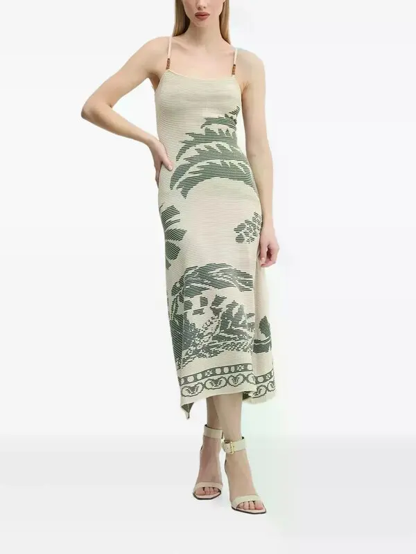 Desigual Marsella Palm-textured Midi Dress - Neutrals