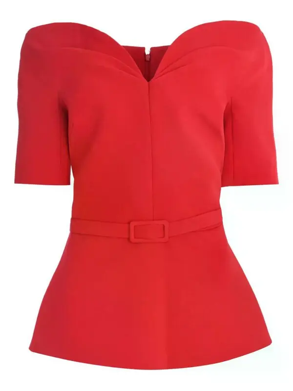 Safiyaa Lyddie V-neck Belted Blouse