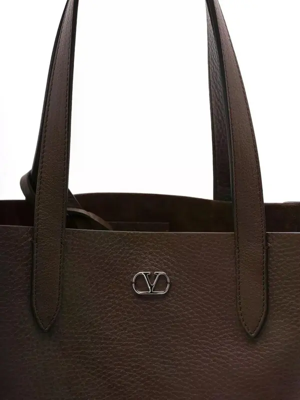 Valentino Garavani Leather Tote Bag With Metallic Eyelets - Brown