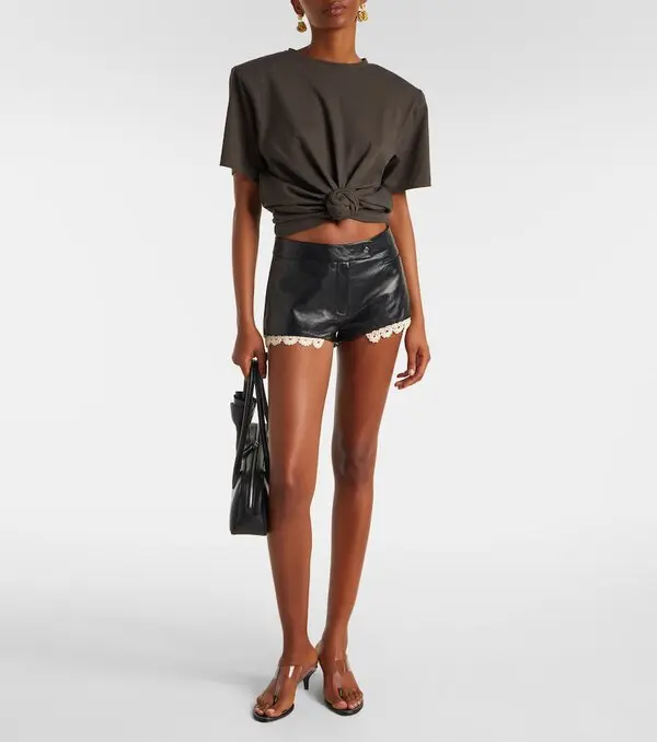 Magda Butrym Gathered Cotton And Silk T-shirt - Grey