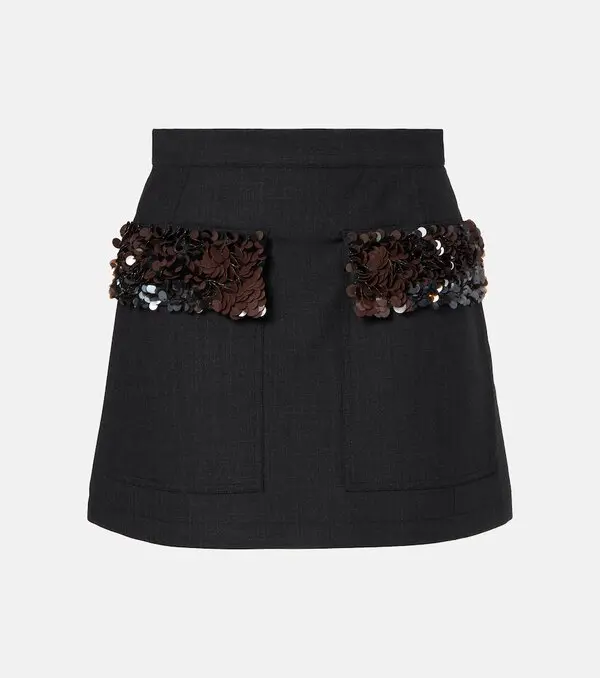 Plan C Sequined Wool-blend Miniskirt