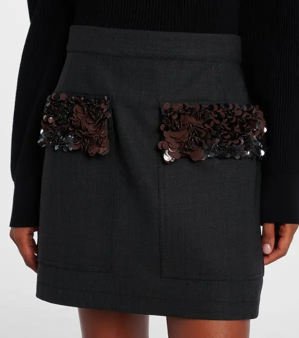 Plan C Sequined Wool-blend Miniskirt